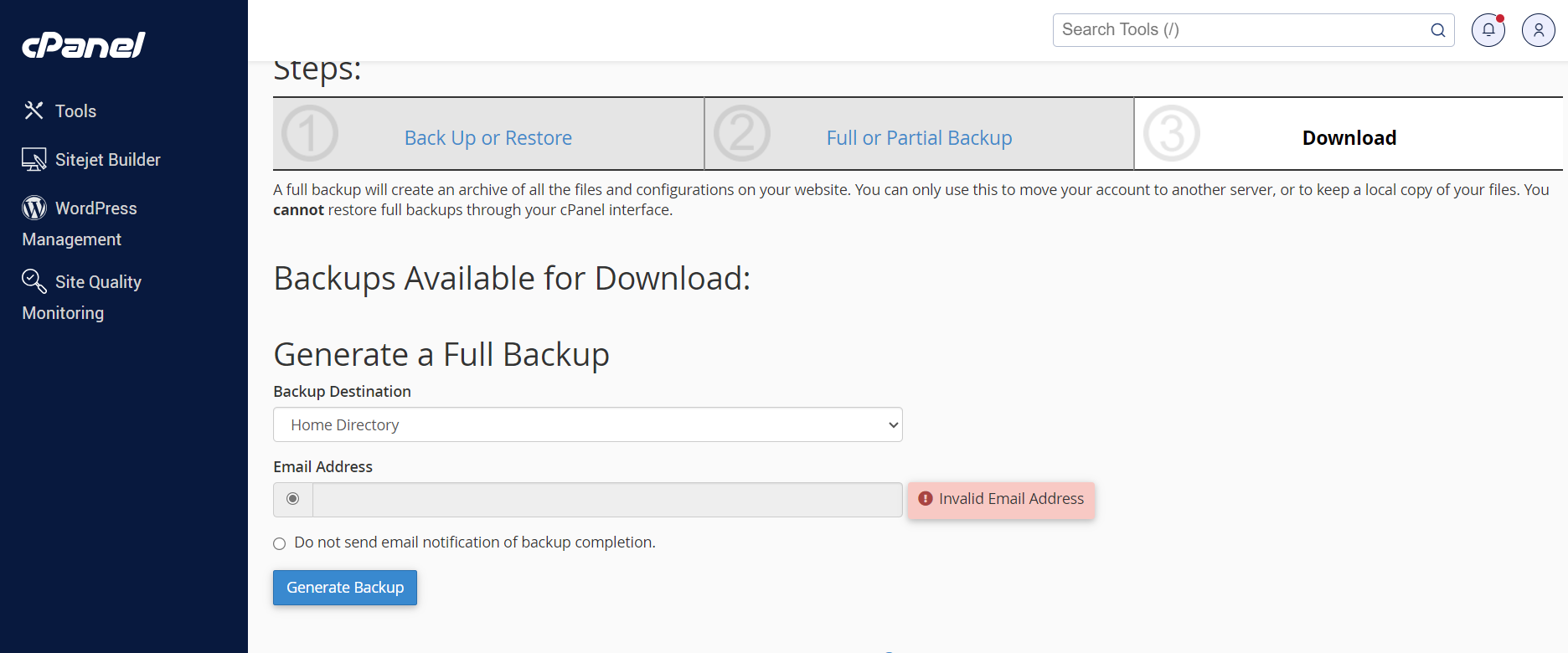 Cpanel дээр өөрийн backup авах - Мэдлэгийн сан - Mobinet LLC